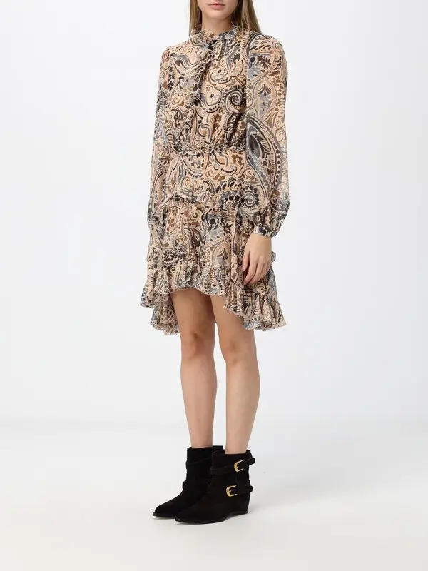 Etro Paisley Print Crêpe Mini Dress With Decorative Rouches