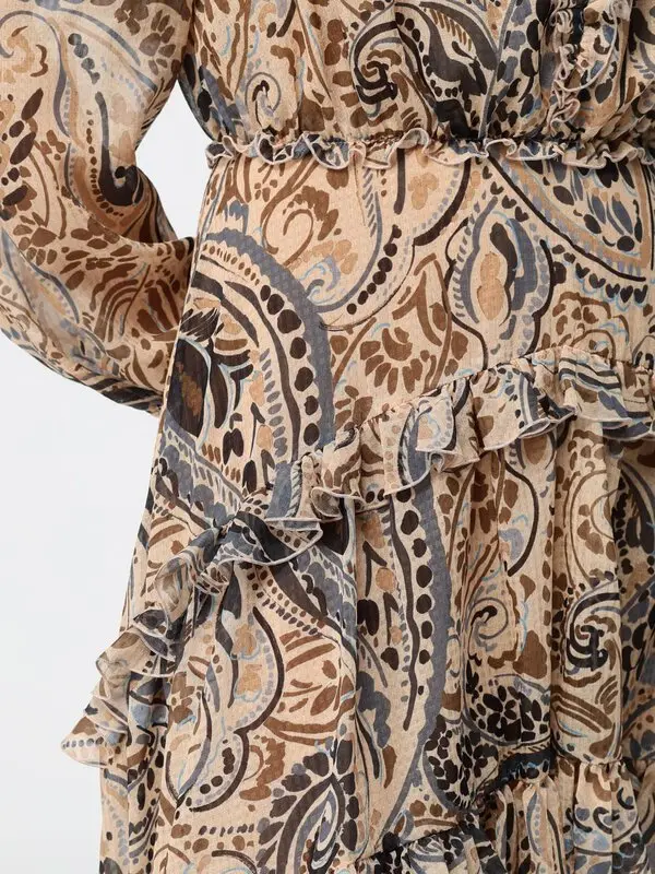 Etro Paisley Print Crêpe Mini Dress With Decorative Rouches