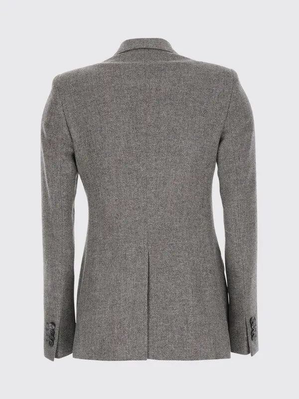 Tagliatore Double-breasted Chevron Pattern Cotton-blend Blazer - Grey