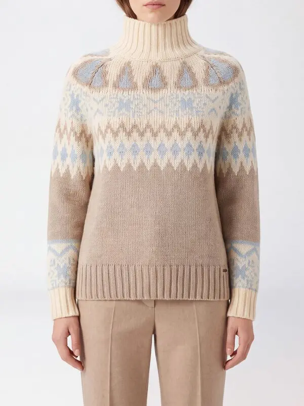 Herno Wool Blend Roll-neck Jumper With Abstract Jacquard Pattern - Milk