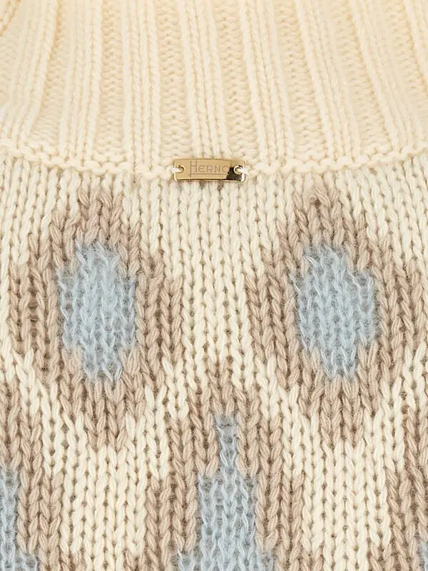 Herno Wool Blend Roll-neck Jumper With Abstract Jacquard Pattern - Milk