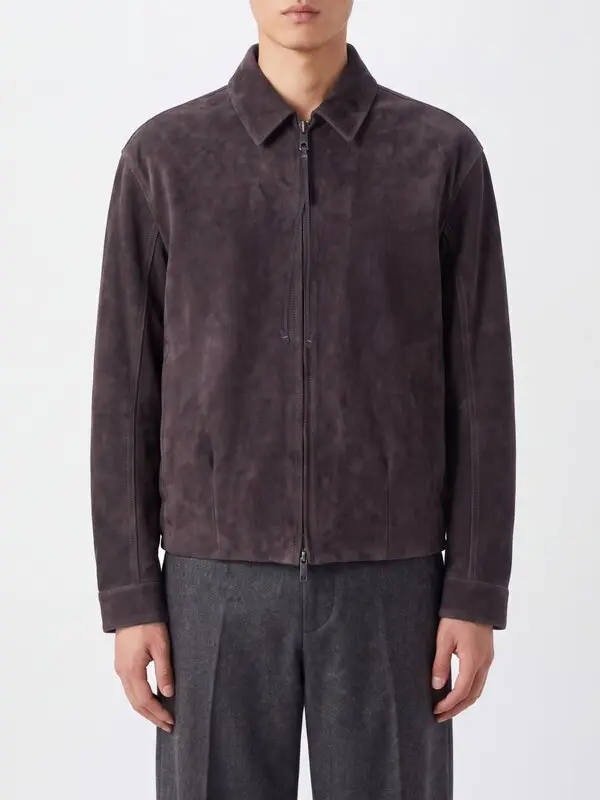 GIORGIO BRATO Calfskin Leather Shirt-style Jacket With Zip Closure - Burnt