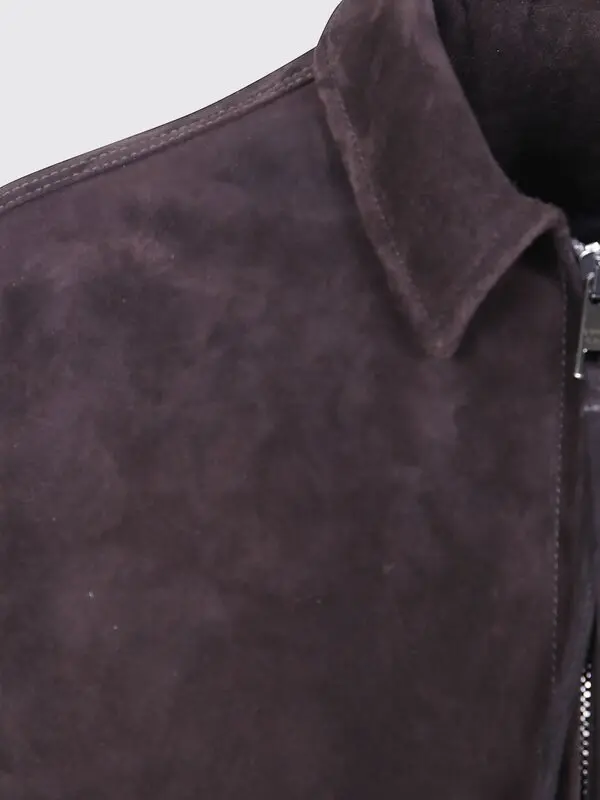 GIORGIO BRATO Calfskin Leather Shirt-style Jacket With Zip Closure