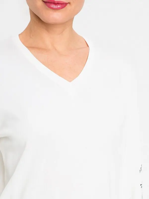 TWINSET V-neck Viscose Blend Jumper With Ethnic Pattern