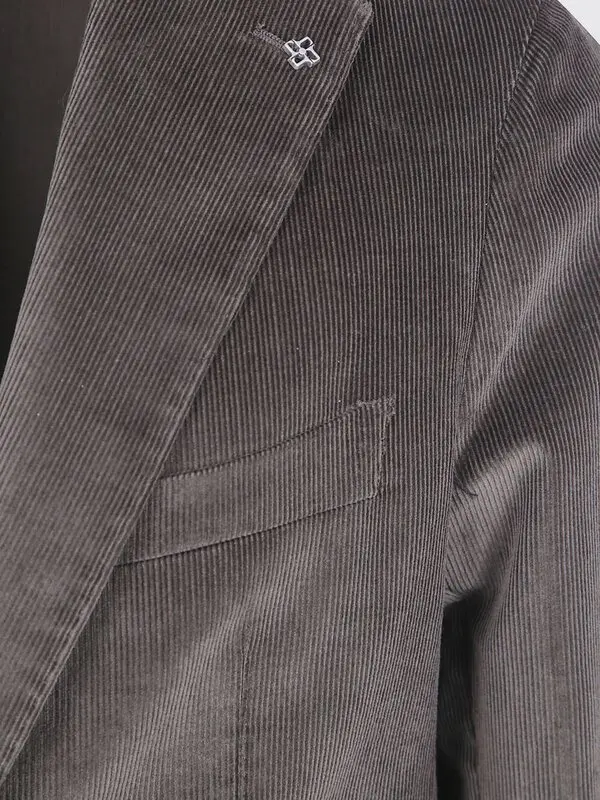 Tagliatore Single-breasted Cotton Velvet Blazer With Patch Pockets - Brown