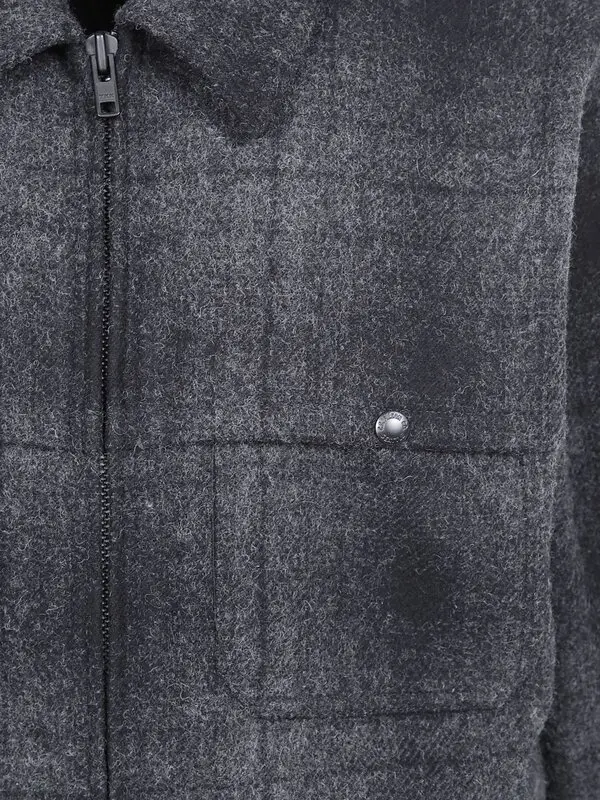 Filson Tartan Pattern Wool Blend Shirt Jacket With Zip Closure