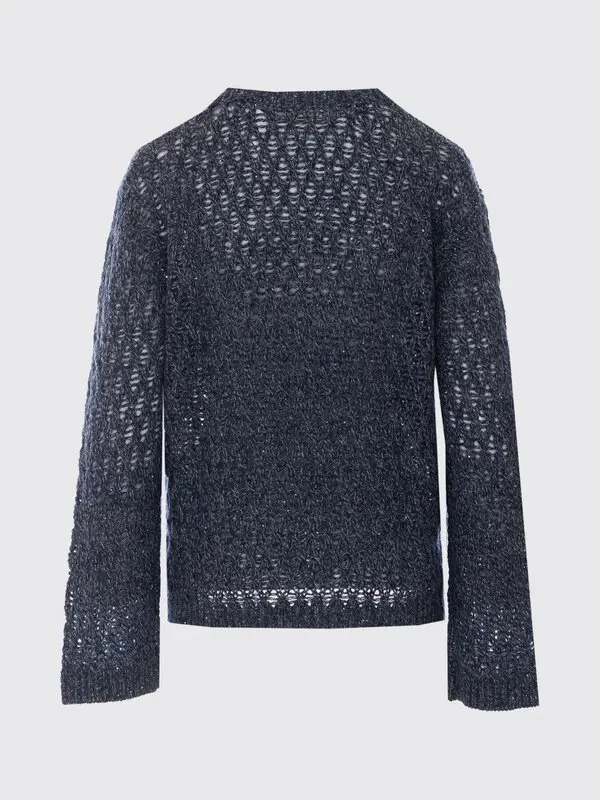 ELEH Openwork Wool, Cashmere And Silk Blend Crewneck Jumper With Dropped Shoulders - Blue