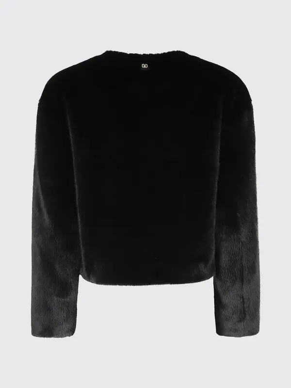 DUNO Crew Neck Faux Fur Jacket With Patch Pockets