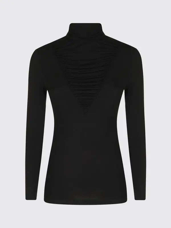 NISSA Slim Fit Turtleneck Jumper In A Lyocell And Wool Knit Blend - Black