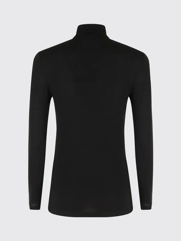 NISSA Slim Fit Turtleneck Jumper In A Lyocell And Wool Knit Blend - Black