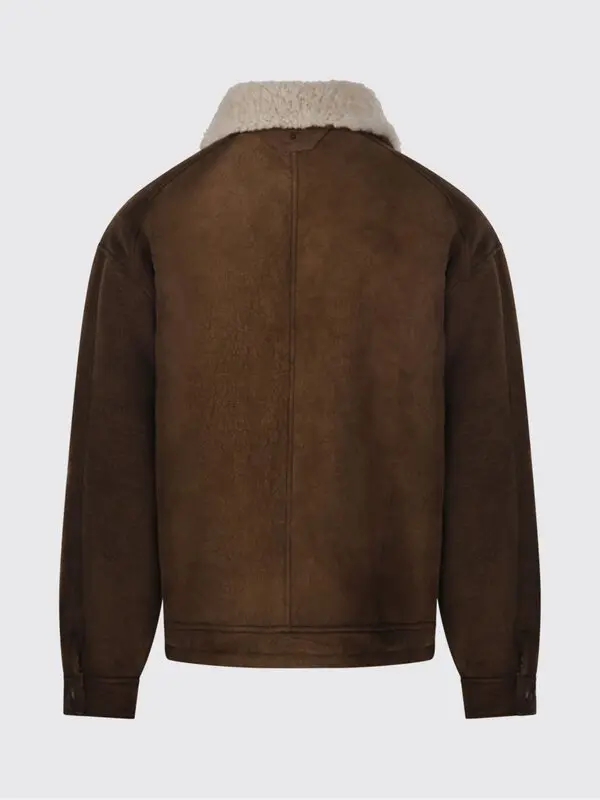 SALVATORE SANTORO Suede Short Coat With Shearling Collar
