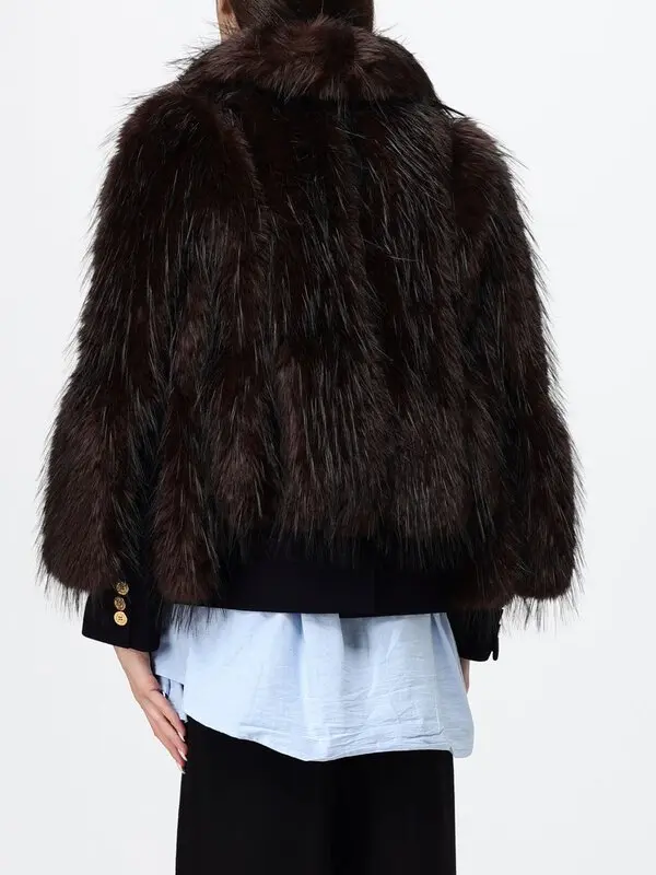 Sacai Faux Fur And Wool Jacket With Shawl Collar