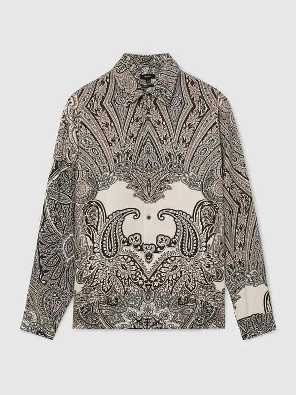 REISS Lafont Paisley-print Long-sleeve Shirt Regular-fit