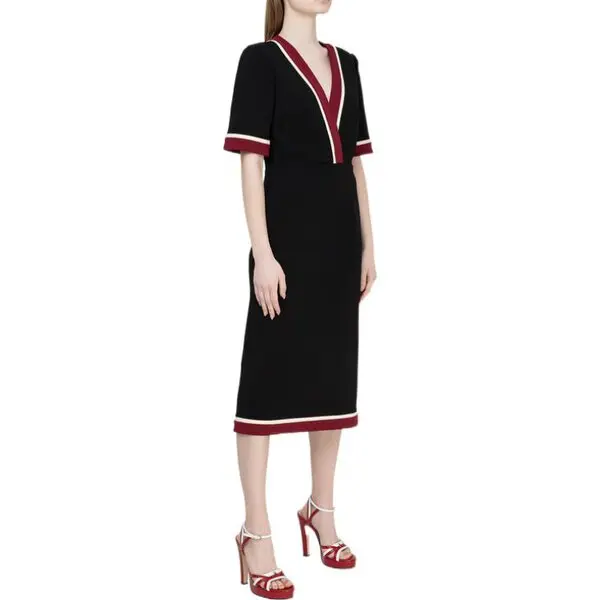 Gucci Stretch Dress With Cape 'black Red