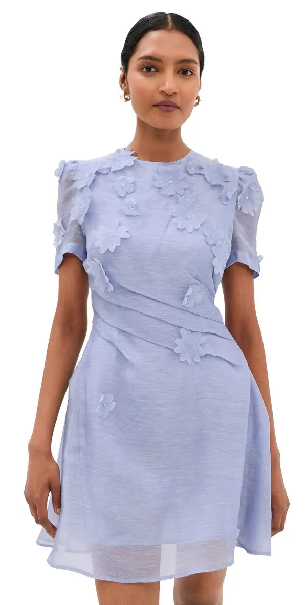 LEO LIN Elyse Petal Short Sleeve Mini Dress - Periwinkle