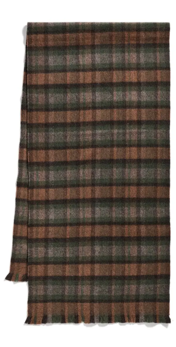 Vince Brushed Merino Bateman Plaid Scarf - Night Leaf