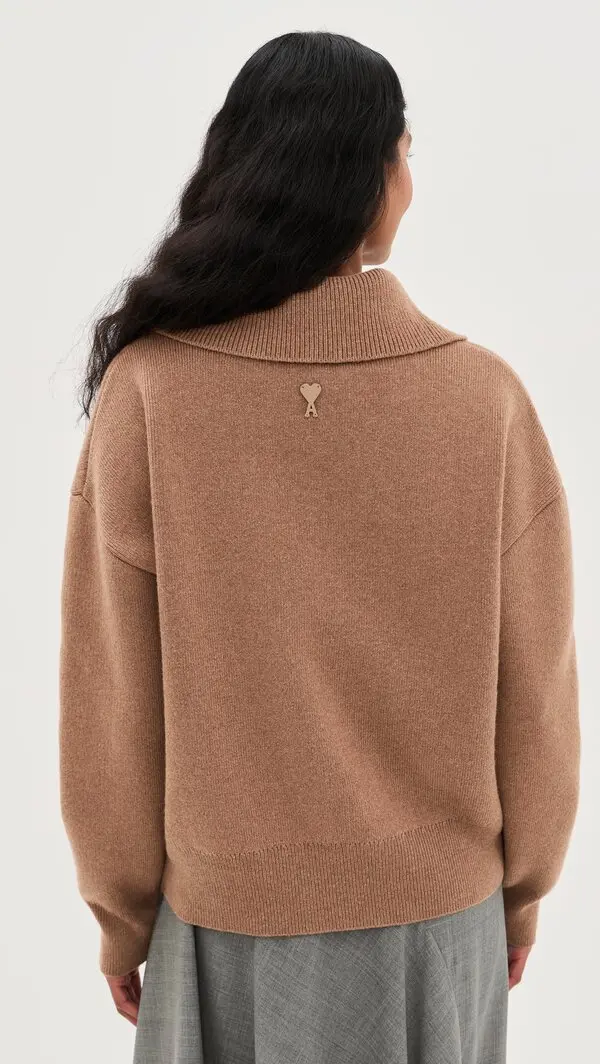 AMI Paris High Buttoned Collar Sweater