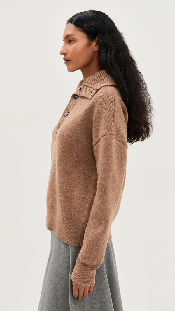 AMI Paris High Buttoned Collar Sweater