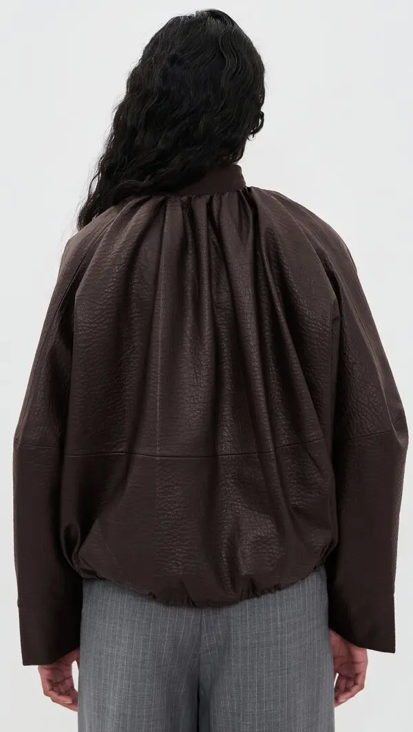 MEIMEIJ Blouson Cinched Bottom Sustainable Bubble Faux Leather Jacket