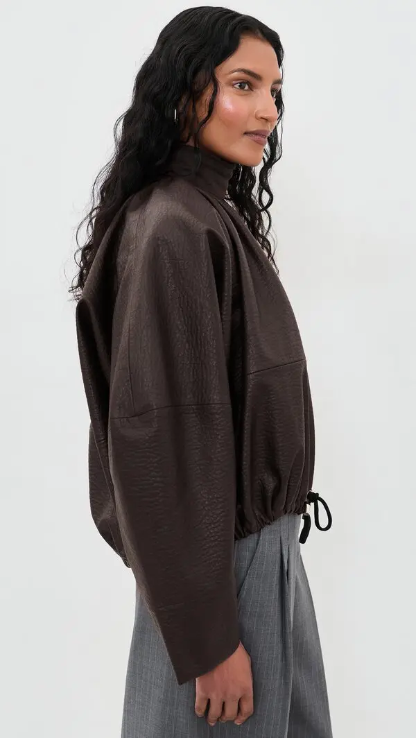 MEIMEIJ Blouson Cinched Bottom Sustainable Bubble Faux Leather Jacket