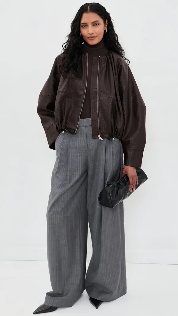MEIMEIJ Blouson Cinched Bottom Sustainable Bubble Faux Leather Jacket