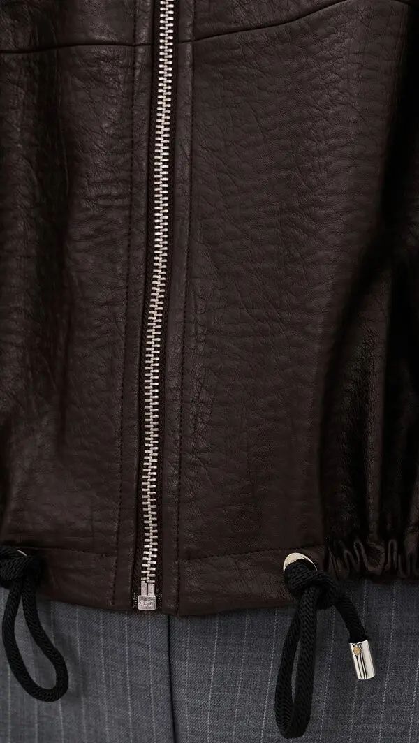 MEIMEIJ Blouson Cinched Bottom Sustainable Bubble Faux Leather Jacket