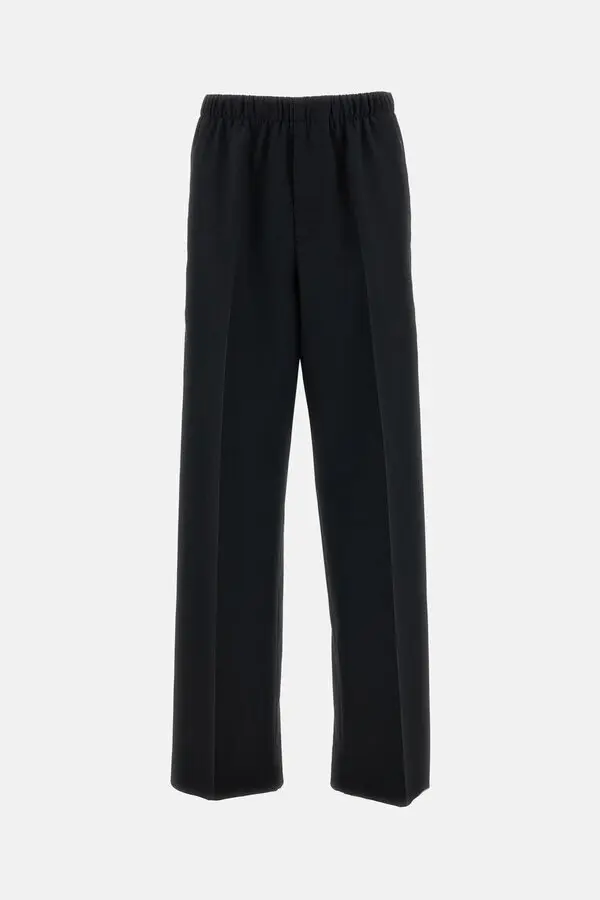 Bottega Veneta Pantaloni In Lana Grain De Poudre - Nero