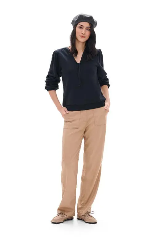HATLEY Cotton Jersey V-neck Top