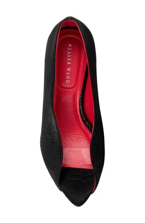 AZALEA WANG Nicoleta Snakeskin Embossed Wedge Pump