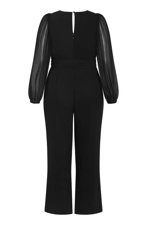 City Chic Sheer Sleeve Jumpsuit