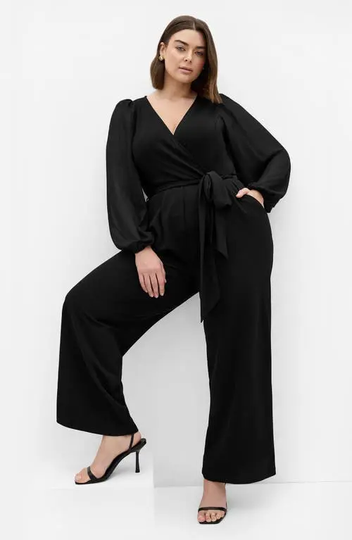 City Chic Sheer Sleeve Jumpsuit