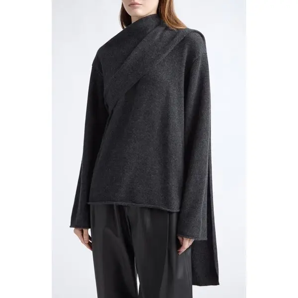 Loulou De Saison Frances Cashmere Wrap Scarf Sweater - Grey