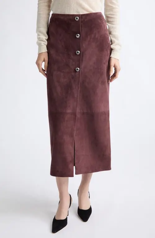 Altuzarra Pinkard Suede Midi Skirt - Deep Cherry