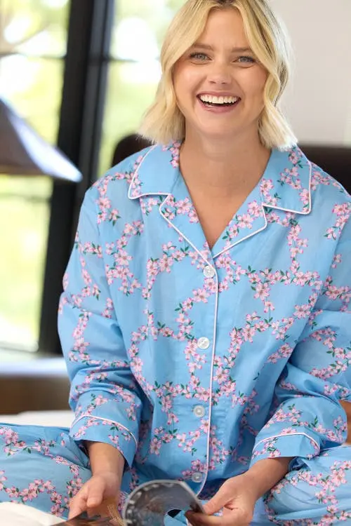 THE CAT'S PAJAMAS Floral Cotton Voile Pajama Set