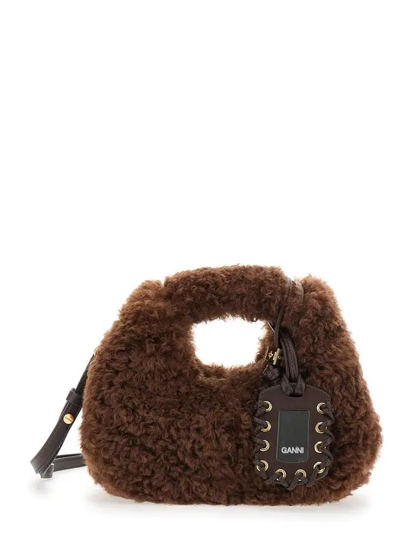 GANNI Handbag With Brown Fur Details For