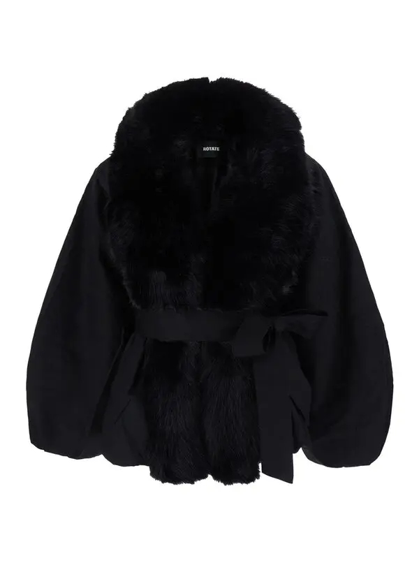 ROTATE BY BIRGER CHRISTENSEN Jacket With Faux Fur Collar And Black Tech Fabric - Multicolor