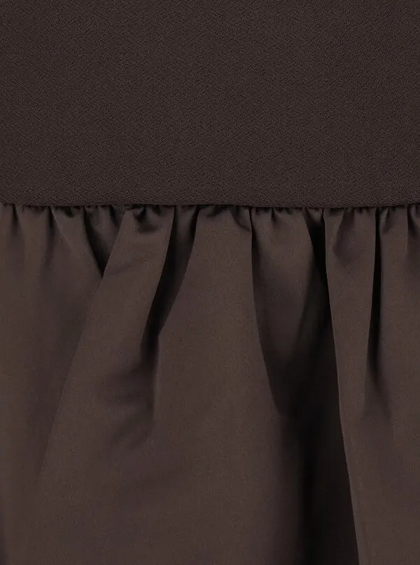ROTATE BY BIRGER CHRISTENSEN Mini Peplum Dress With Short Sleeves And Tech Fabric Brown