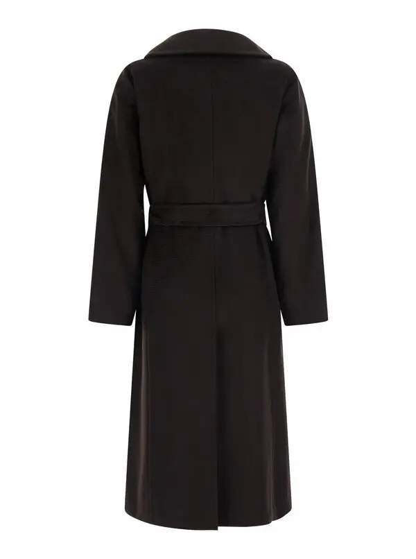 Max Mara Manuela' Brown Coat With Wide Notched Revers And Waist Belt In Wool For - Multicolor
