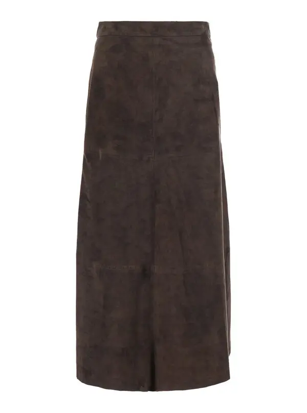 Max Mara S 'fiorire' Brown Skirt With Concealed Zip Closure At The Back And Pleated Design In Suede For - Brown