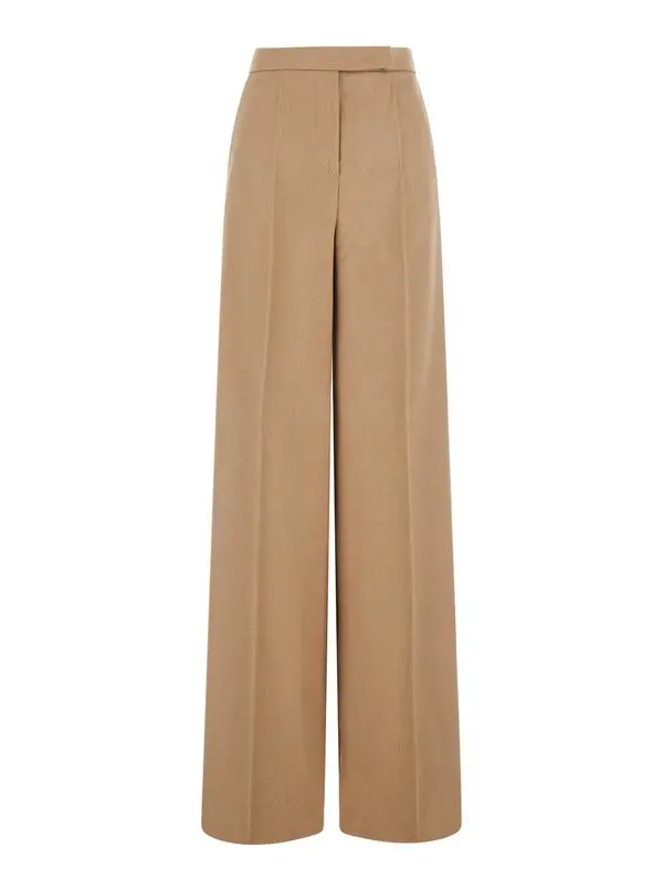 Max Mara Filato' Beige Pants With Hidden Closure And Front Pleats In Wool For - Camel