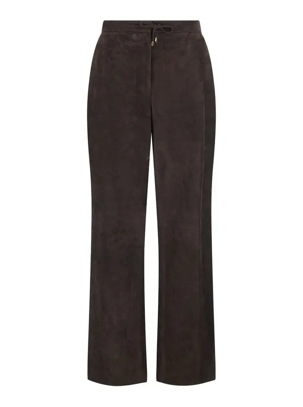 Max Mara S 'tempio' Pants With Elasticized Back Waistband And Wide Leg In Suede For - Brown