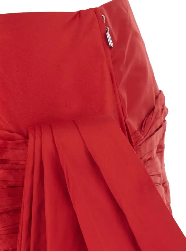 ROTATE BY BIRGER CHRISTENSEN Mini Bow Skirt Is A Skirt Characterized A Mini Design And A Polyester Fabric. It Is Red And Is For Women - Multicolor