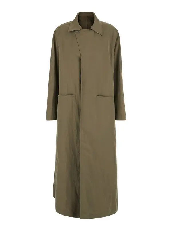Gucci Beige Long Trench Coat With Classic Collar And Two Welt Pockets On The Front In Tech Fabric For - Multicolor