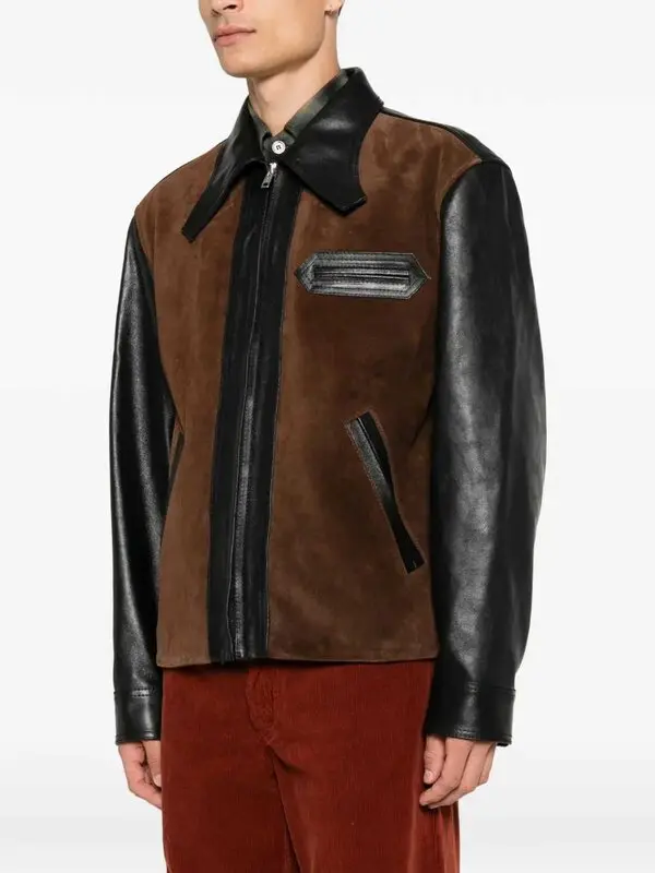 Marni Leather Jacket With Suede Front Panel