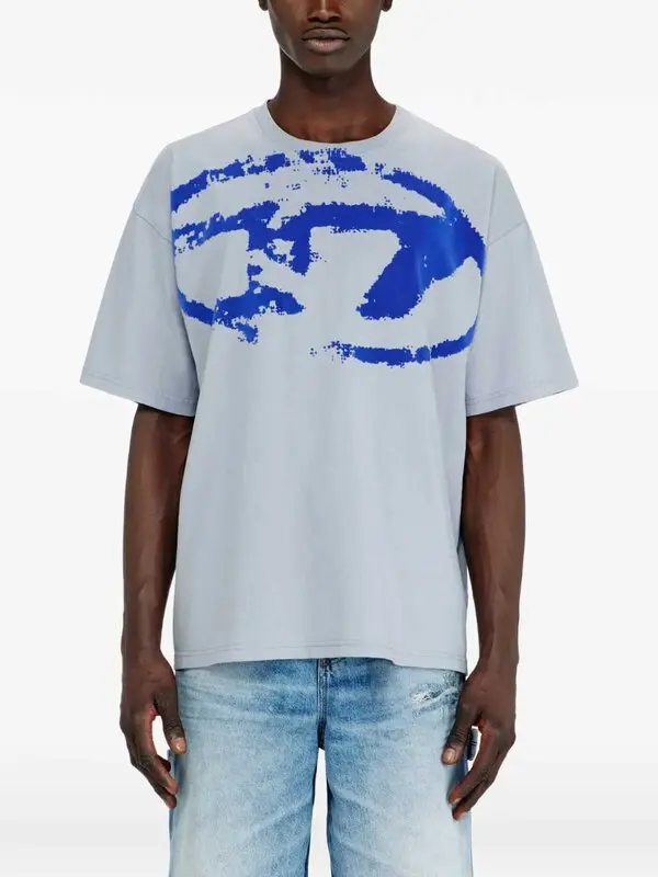 DIESEL® Distressed-effect T-shirt With Flocked Logo - Gray