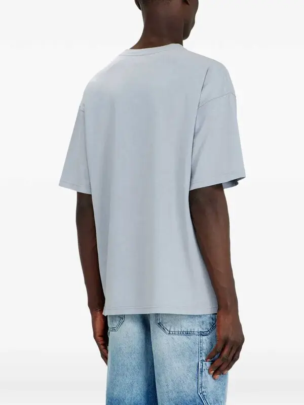 DIESEL® Distressed-effect T-shirt With Flocked Logo - Gray