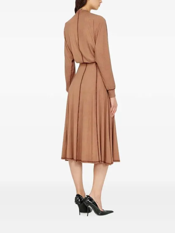 DIESEL® Ribbed Jersey Midi Dress With Batwing Sleeves