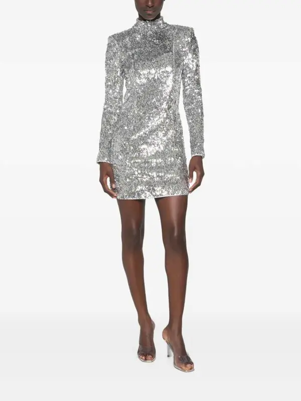 Balmain Sequin-embellished High-neck Mini Dress