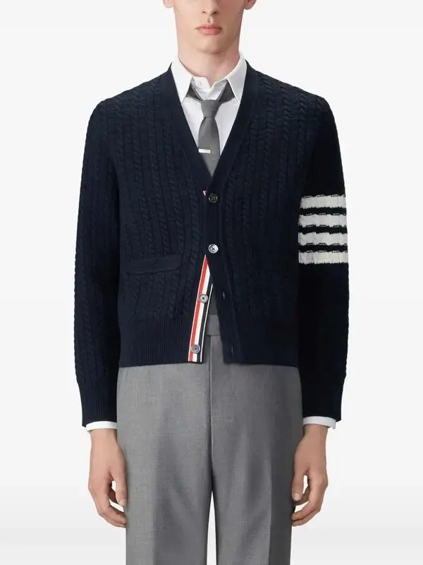 Thom Browne Merino Wool Anchor Cardigan With 4-bar Detail