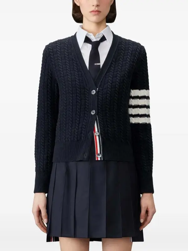 Thom Browne Merino Wool Cardigan With 4-bar Detail